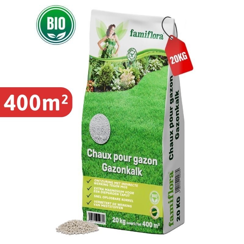 Chaux pour gazon avec magnésium 20kg - Famiflora ouvert 7/7
